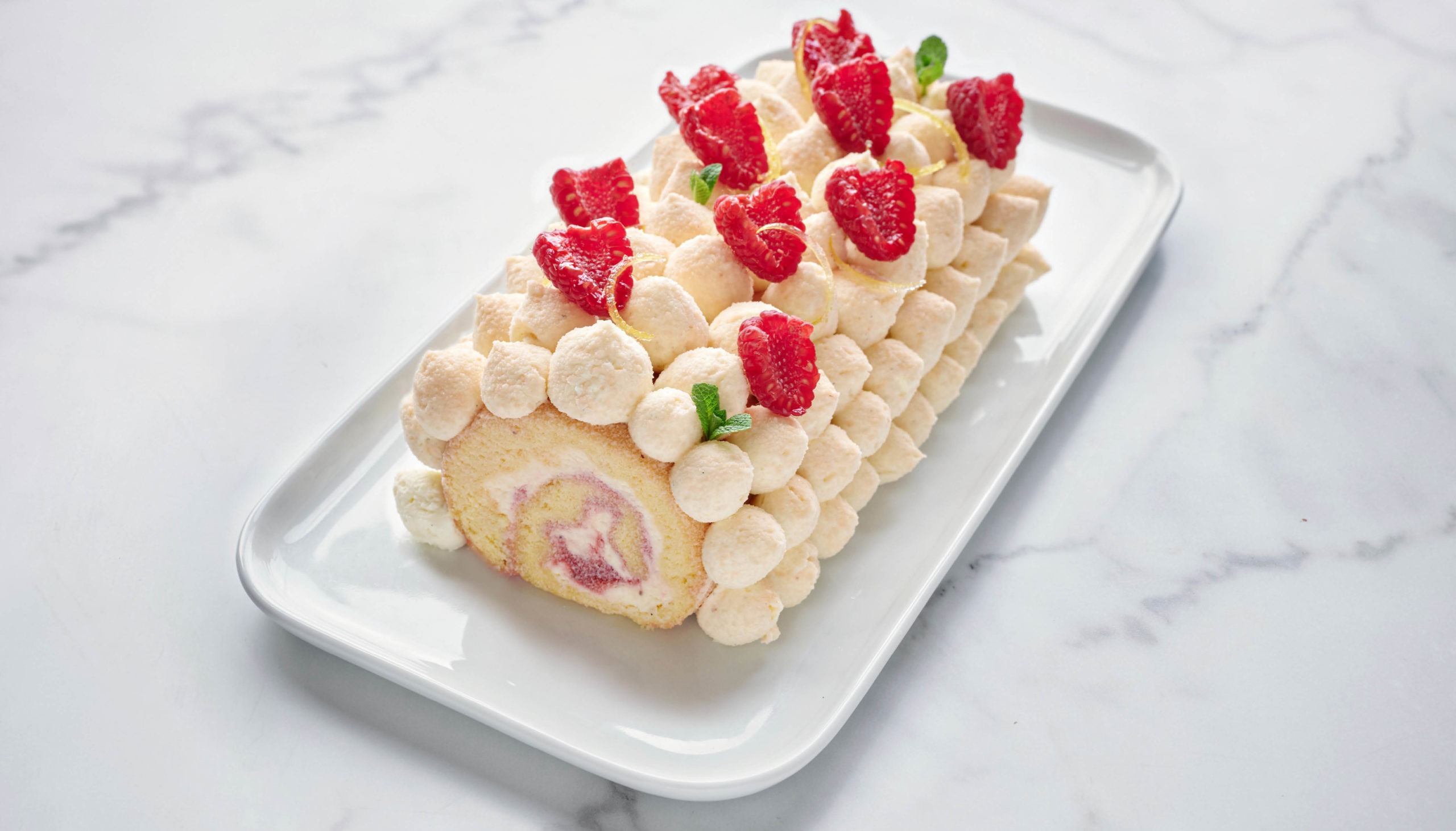 Raspberry and Cream Gateau Roulé - Avonmore Professional