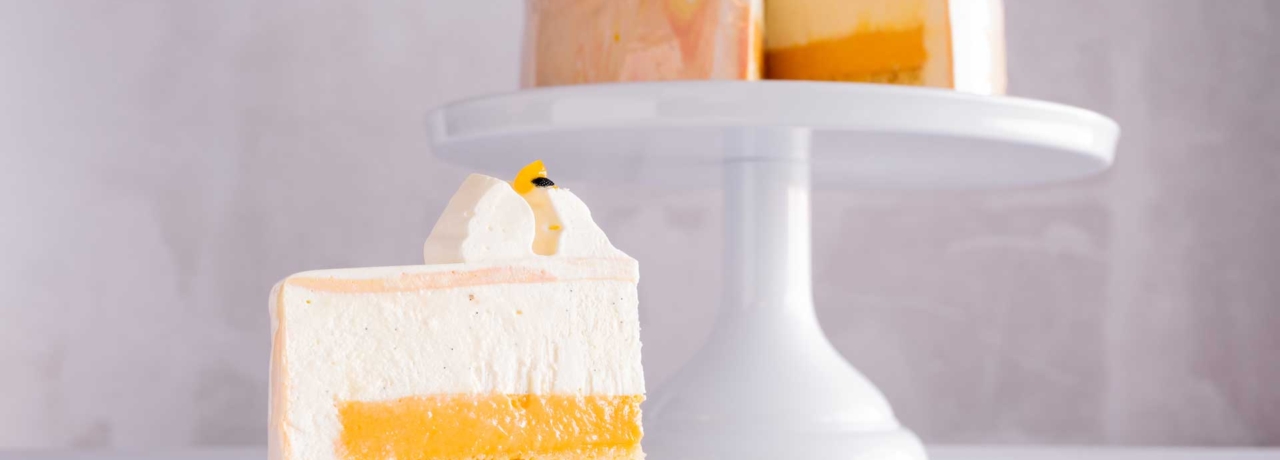 VANILLA, MACADAMIA & PASSIONFRUIT GLAZED ENTREMET CAKE - Avonmore ...